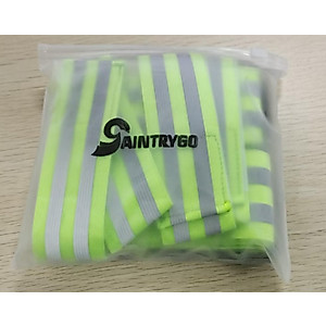 2 Pcs Reflective Sash with 4 Bands Adjustable Visibility Belt Safety Strap, Band for Wrist Arm Ankle Leg Substitute for Reflective Vest Reflective Running Gear (Fluorescent Green)