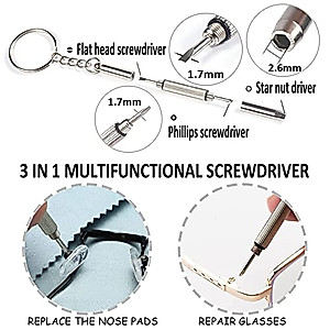 Eyeglasses Nose Pads BAZQU 5 Pairs Screw-in Glasses Nose Pads Set with Tiny Screw Screwdriver and Silicone Eyeglass Ear Cushions (White)