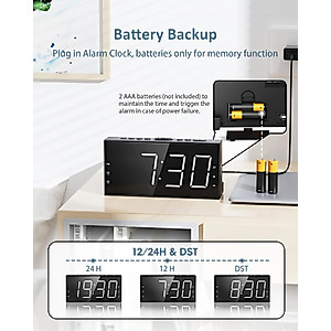 Loud Alarm Clock with Bed Shaker for Heavy Sleeper, Dual Vibrating Alarm Clock with USB Charger for Hearing-impaired Deaf, 7.5’’ Large LED Display with Dimmer, Snooze, 12/24H & Battery Backup