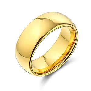 Bling Jewelry Gold Plated High Polish Comfort Fit Tungsten Wedding Band 8mm, Size 7.5