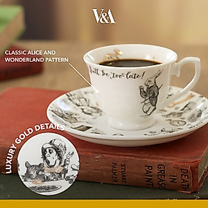 Victoria & Albert Alice in Wonderland Espresso Cup and Saucer, 1 Count (Pack of 1), White