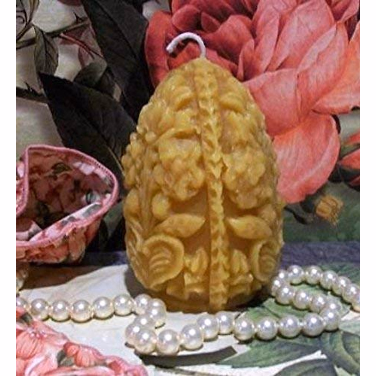 Beeswax Flower Carved Egg Candle