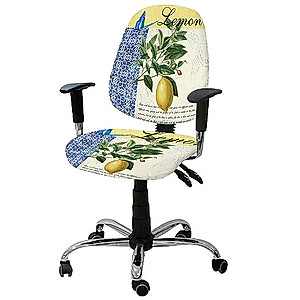 Big buy store Office Chair Cover Lemon and Leaves Desk Chair Cover Stretch Elastic Universal Computer Chair Covers Butterfly Blue Lattice Flower Pattern Stretch Rotating Chair Slipcovers Protectors