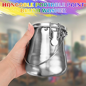 WOWOSS Paint Brush Washer Set, Portable Stainless Steel Oil/Acrylic Paint Brush Cleaner, Medium, Includes Cleaning Steel Beads & Oil Paint Palette