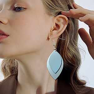 Picheng Smooth Solid Color Faux Leather Sheets 13.8"X53"(35cmX135cm),Soft Faux Leather Roll Very Suitable for Making Crafts,Leather Earrings, Bows,Sewing DIY Projects (Light Blue)