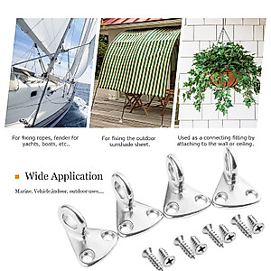 AMYSPORTS Outdoor Stainless Fender Hook Steel Hooks Wall Pad Eye Stainless Marine Hanger Hook Plate Hanging SUS316 4pcs