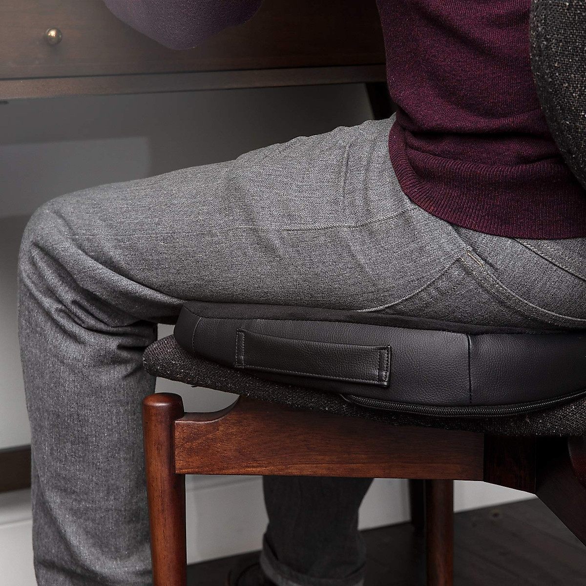 ERGONOMIC INNOVATIONS Orthopedic Donut Pillow: Memory Foam Chair Seat Cushion for Tailbone and Coccyx Pain, Sciatica, and Pressure Relief - Car, Desk, and Office Chair Pad Cushions and Pillows (Black)