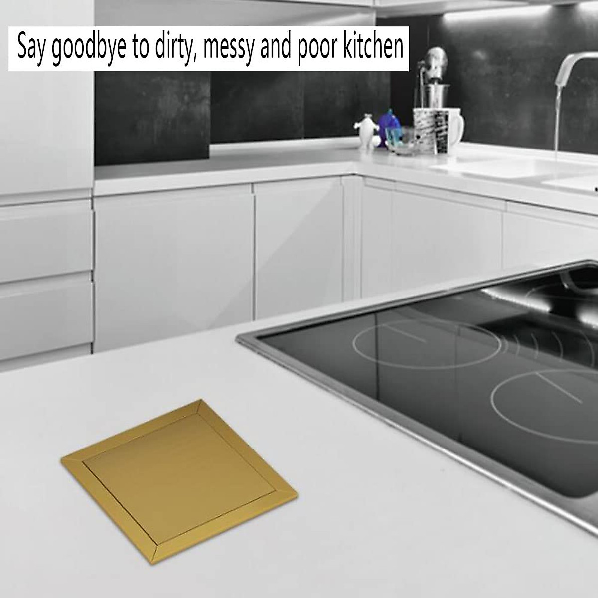 zktoermn Trash Cans Lids, 304 Stainless Steel Trash Grommet Flap Lid, 360 ° Rotation Flush Recessed Trash Can Lid Waste Chute Cover XJJUN (Color : Gold, Size : 22cm)