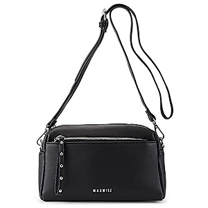 MAXWISE Shoulder Bags PU Leather Side Purse Crossbody Purses for Women Triple Zip Small Crossbody Bag for women,Cell Phone Purse Shoulder Handbag Wallet(Black)