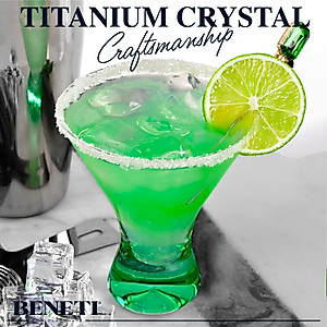 Beneti Martini Glasses | Made In Europe | Stemless Cocktail Bar Drinking Glassware Set for Parties (6 Pack - 8 oz - Multi Colored)