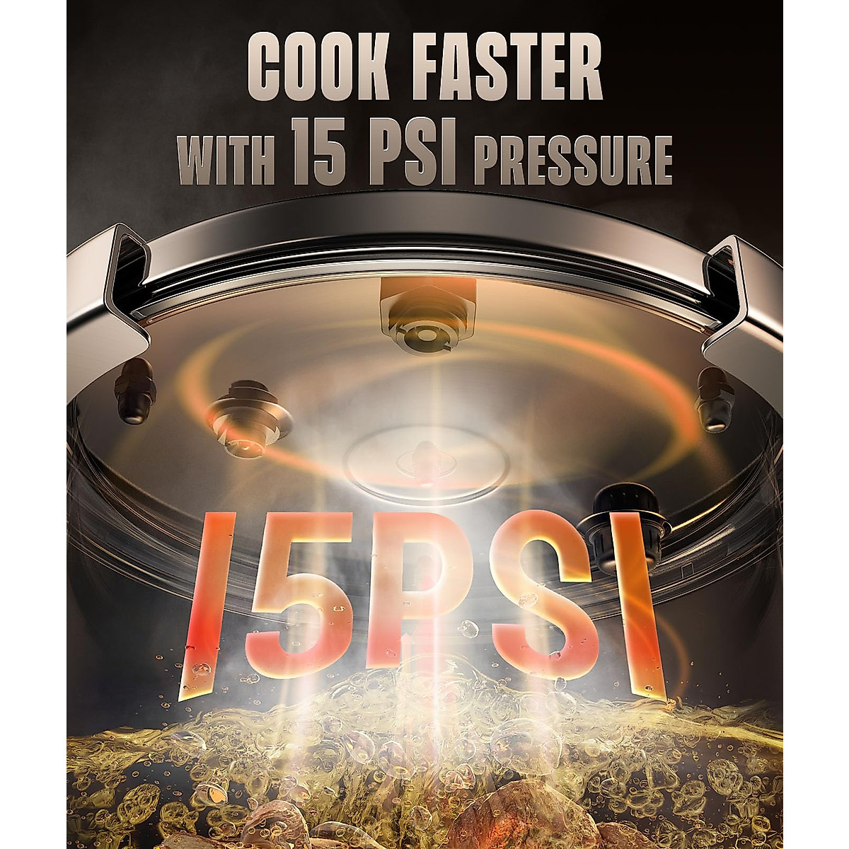 18/8 Stainless Steel Pressure Cooker 10 QT, [Save 70% Cooking Time] Olla De Presion with Food-Grade Body [One Hand Operation] Rotating Lock/Unlocking Lid System, Steam Rack Included