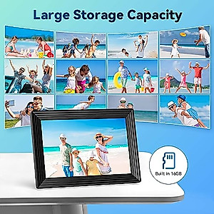 Frameo 10.1" WiFi Digital Picture Frame, Smart Digital Photo Frame with 16GB Storage, 1280x800 IPS HD Touch Screen, Auto-Rotate, Easy Setup to Share Photos or Videos Remotely via App from Anywhere