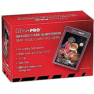 200 Ultra Pro Graded Card Submission Semi Rigid 1/2" Lip Tall Sleeves with Storage Box
