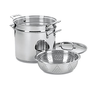 Cuisinart 77-412P1 Piece 12-Quart Chef's-Classic-Stainless-Cookware-Collection, Pasta/Steamer Set (4-Pc.) & 7117-16UR Chef's Classic 16-Inch Rectangular Roaster with Rack, Stainless Steel