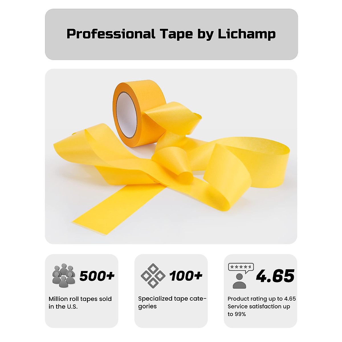 Lichamp 2 Pack 2 inch Yellow Painters Tape, Orange Masking Tape, 1.9 inch x 55 Yard x 2 roll, 0220YL(Total 110 Yards)
