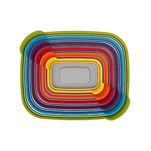Joseph Joseph Nest Plastic Food Storage Containers Set with Lids Airtight Microwave Safe, 12-Piece, Multi-color