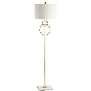 JONATHAN Y JYL1097A Haines 60" Modern Circle Marble/Metal LED Floor Lamp Classic,Glam,Transitional for Bedrooms, Living Room, Office, Reading, Gold