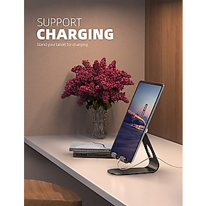 Lamicall Tablet Stand Adjustable, Tablet Holder : Desktop Tablet Accessories Holder Dock Compatible with 4-13" Tablet Such as iPad Pro 11, 9.7, 10.5, Air Mini 2 3 4, Kindle, Nexus, E-Reader, Black