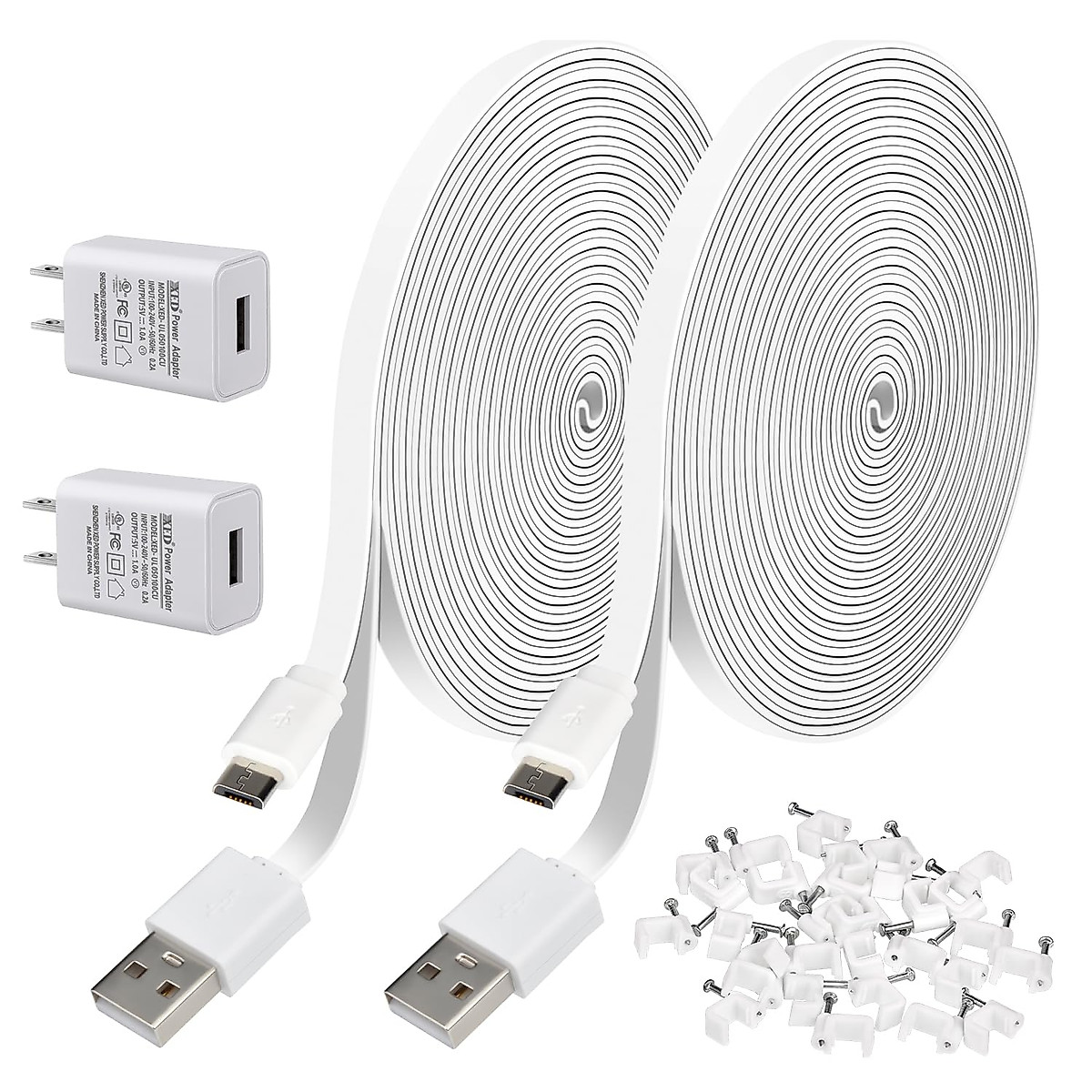 2pack 30ft/9m Power Extension Cable for Wyze Cam v4/v3/OG/v3 Pro,Wyze Cam Outdoor,Wyze Cam Pan,Arlo Pro 2/Essential,Eufy,Kasa,Blink Mini/Outdoor 3rd,Micro USB Charging Cord for Security Camera