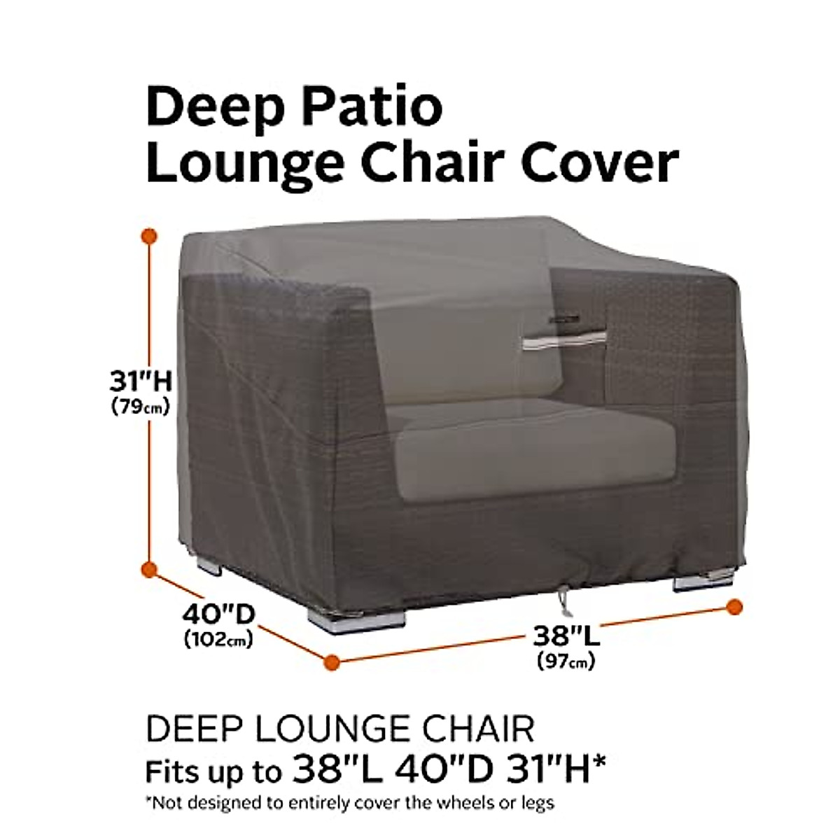 Classic Accessories Ravenna Water-Resistant 38 Inch Deep Seated Patio Lounge Chair Cover, 2-Pack, Patio Furniture Covers