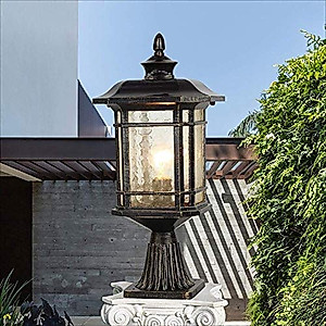 Lights Outdoor Courtyards Park Pathway Pillar Lighting Fitting Lawn Glass Lantern Waterproof IP65 Outdoor Aluminum Post Lamp High Brightness Outside Street Light Outdoor Post Lights Stadium