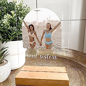 Custom Any Names Words & Picture Personalized Photo Frame Wood Table Desk Stand Display Home Décor Gift For Her Best Friend Better Together Friendship Soul Sisters Best Friends Forever Mate Pal BFF Gift