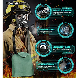 NBWAN Gas Respirator Mask with 40mm Activated Carbon Filter & Supply Air Hose, Gas Masks Survival Nuclear and Chemical Military Grade, Respirator Mask for Chemicals, Dust, Paint Spray, Organic Vapor