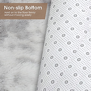 Gogrinliv Fluffy Shag Area Rug, Modern 6.5x7.5FT Rugs for Bedroom, Non-Slip Floor Carpet for Living Room, Soft Plush Area Rugs for Dorm, Nursery, Study Room, Dressing Room Tie-Dyed Light Grey