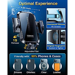 VANMASS 2023 Latest Upgraded Car Phone Holder Mount, [Super Suction & Stable] Phone Mount for Car Dashboard/Vent/Windshield, Car Phone Holder for iPhone 14/13/12/Pro/Max & Truck