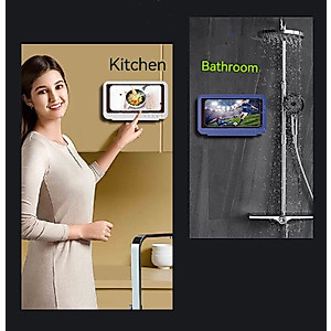 BORXJNM Waterproof Shower Phone Holder 180° Rotation,Wall Mount Shower Phone Case for Shower Bathroom Bathtub Kitchen,Universal Shower Accessories,Compatible with 4" - 7" Cell Phones (Black)