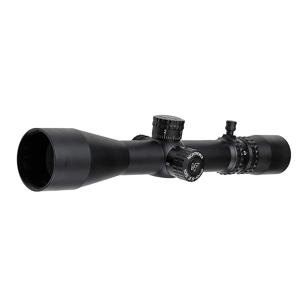 NIGHTFORCENXS 2.5-10x42mm F2 30mm Tube Durable Precise Accurate Black Gun Scope - ZeroStop Parallax Adjustable Second Focal Plane Illuminated Hunting Scope, Moar - 30 MOA (C458)