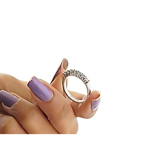 Halo Jewelers Collection 14k White Gold 1/2 Carat (ctw) Round Natural White Diamond 7-Stone Half Eternity Wedding Band Ring for Women Engagement Birthday (Color: H-I, Clarity: I1-I2, 0.50ctw) Size-4.5