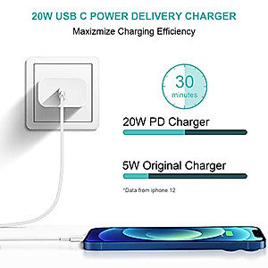 iPhone Super Fast Charger[Apple MFi Certified] 20W USB C Wall Charger with 6FT Fast Charging Parallel Cables Compatible with iPhone 14/14Pro Max/iPhone 13/13Pro/12/12 Pro/11/11Pro, iPad