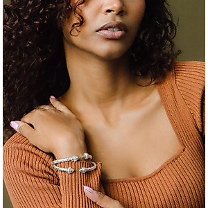 Ridged Arrow .925 Sterling Silver West Indian Bangles Cuff Bangles Bangle Bracelet Caribbean Jewelry Women Mom Wife Valentine Mothers day Gift (Pair 67g) (MADE IN USA)