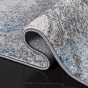 SAFAVIEH Tulum Collection Runner Rug - 2' x 9', Grey & Blue, Modern Abstract Design, Non-Shedding & Easy Care, Ideal for High Traffic Areas in Living Room, Bedroom (TUL207F)