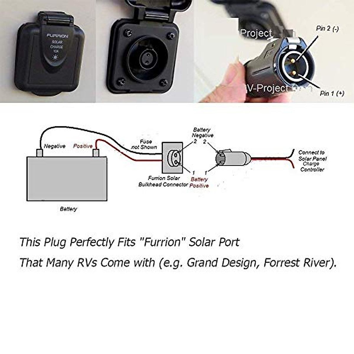 SolarEnz DC8mm to 2 Pin Power Industrial Circular Connector Solar Plug to DC7909 Connector Fit for 200W Solar Panel,Fit Forrest River RV Solar Ports,Grand Design RV's
