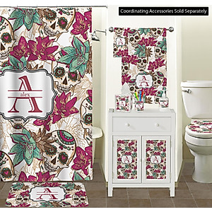 RNK Shops Personalized Sugar Skulls & Flowers Waste Basket - Double Sided (Black)