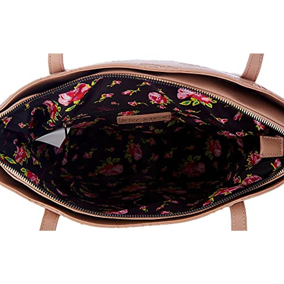 Betsey Johnson Debossed Roses Triple Compartment Faux Leather Tote Shoulder Bag