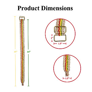 Mandala Crafts Bohemian Belt - Boho Belt for Women - Mens Rasta Belt Handmade Woven Hemp Boho Waist Belt Big Hippie Belt for Reggae Rasta Accessories