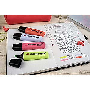 Highlighter - STABILO Boss Pastel Wallet of 4 Assorted Colours, 4 Colours - Mix 2