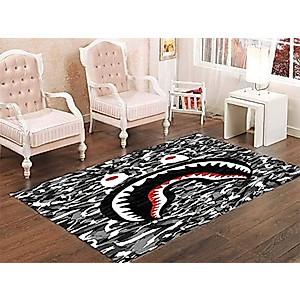 BAPE Shark Black Army Pattern Area Rugs Living Room Carpet Floor Decor (X-Large)