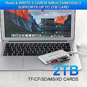 Rocketek SD Card Reader USB C White 7 in 1 Card Reader 5Gbps Read Write Simultaneously for SD SDXC SDHC CFI TF XD Micro SD Micro SDXC Micro SDHC MS MMC UHS-I Card for Windows Mac Linux