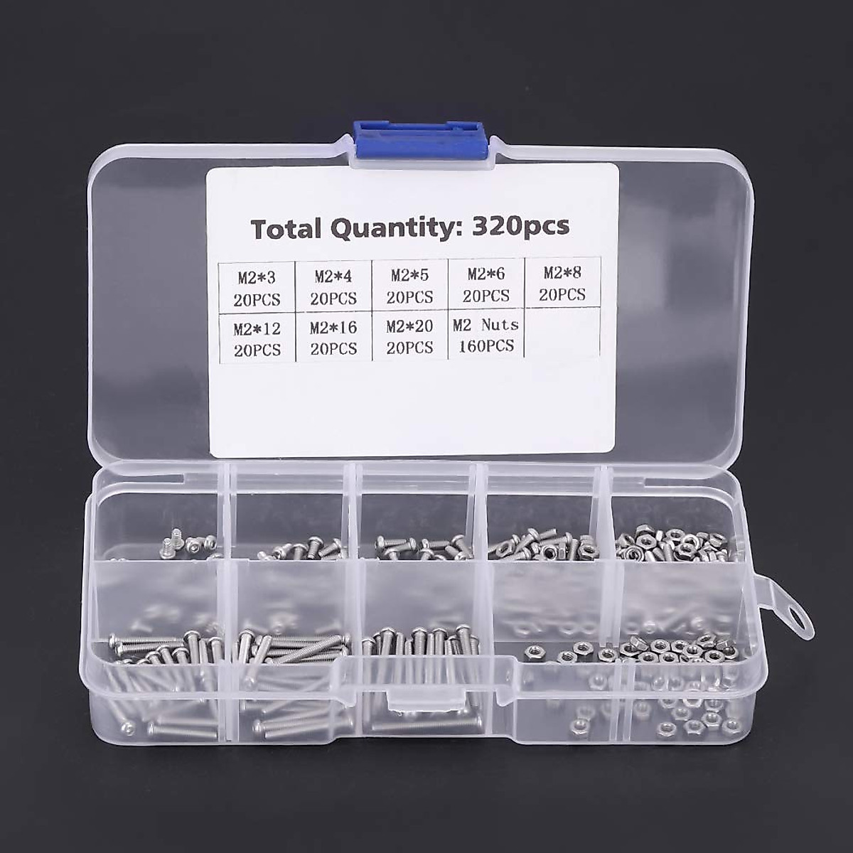 Screws Set-320pcs M2 Machine Screws Set Fasteners for Laptop/Hard Disk/Keyboard/Phone/PC