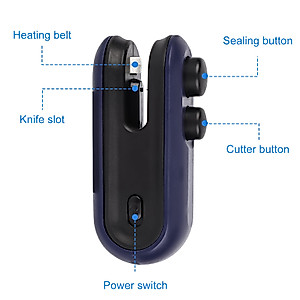 Mini Bag Sealer, 2 in 1 Bag Sealer And Cutter Magnet Rechargeable Sealing Machine Portable Handheld Heat Vacuum Sealer Mini Bag Resealer for Plastic Bags Food Storage Bags (Blue)