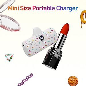 iWALK USB-C Portable Charger with Colorful Pattern, 20W PD Fast Charging 4800mAh Small Power Bank with LED Display, Compatible with iPhone 15/15 Plus/15 Pro/15 Pro Max, iPad, Airpods, White