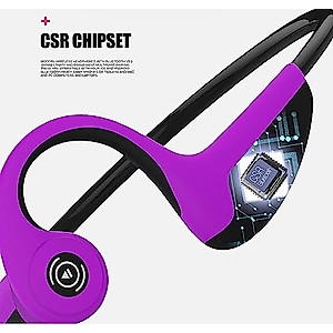 vapeonly Bone Conduction Headphones Bluetooth 5.0 Open Ear Wireless Headset Pink Purple Gym Earphone HiFi Stereo with Mic Sweatproof Sports Headphones for Running Driving Cycling (Purple)