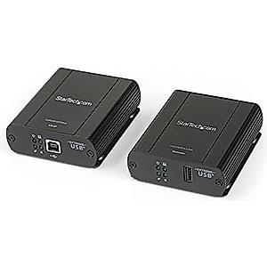 StarTech.com USB 2.0 Extender Over Cat5/Cat5e/Cat6 Ethernet Cable (RJ45) - 330ft/100m Industrial USB Extender Adapter Kit w/ESD Protection & Metal Case - Externally Powered - 480 Mbps (USB2001EXT2NA)