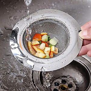 2Pcs Kitchen Sink Strainers with Lids - Stainless Steel Sink Strainer for Kitchen Sink - Hair Catcher Bathroom Sink Strainer - Anti Clogging Drain Strainer Set 4.5'' Kitchen Sink Drain Stopper Wide