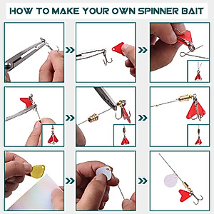 OROOTL Spinner Lure Making Kit, 246pcs Fishing Lure Making Kit Spinner Blades Fishing Pliers Lure Bodies Spinnerbait Shafts Treble Hooks Set Walleye Rig Making Supplies