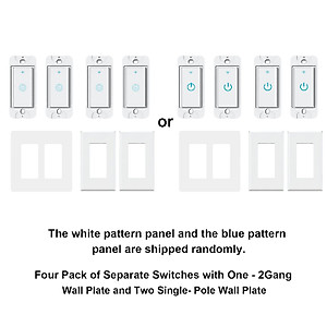 Smart Switch4 Pack, Double Smart Light Switch, Milfra in-Wall WiFi Smart Switch Compatible with Alexa and Google Home, No Hub Required, Neutral Wire Needed,2.4Ghz WiFi only. 4 Pack